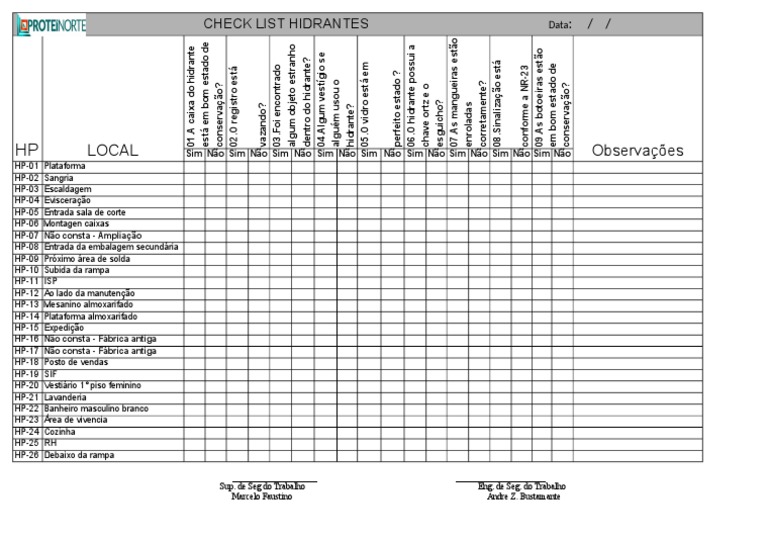 Check List e Localização Dos Hidrantes | PDF