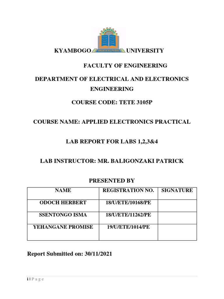 Applied Electronics Lab Report | Download Free PDF | Electronic ...