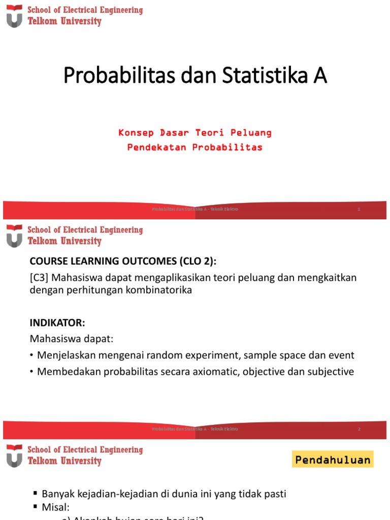 Probabilitas Dan Statistika A: Konsep Dasar Teori Peluang Pendekatan Probabilitas | PDF