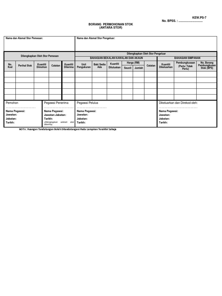 Borang Kew - Ps-7 | Pdf