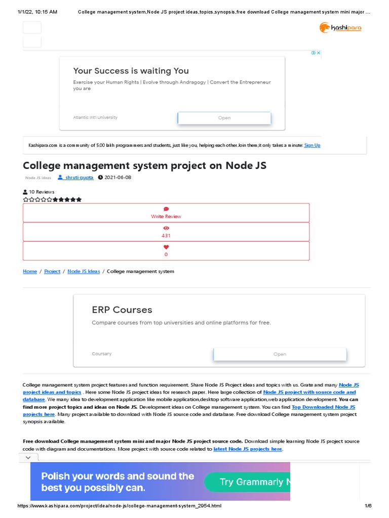 College Management System Project On Node JS: Your Success Is Waiting You | PDF | Application ...