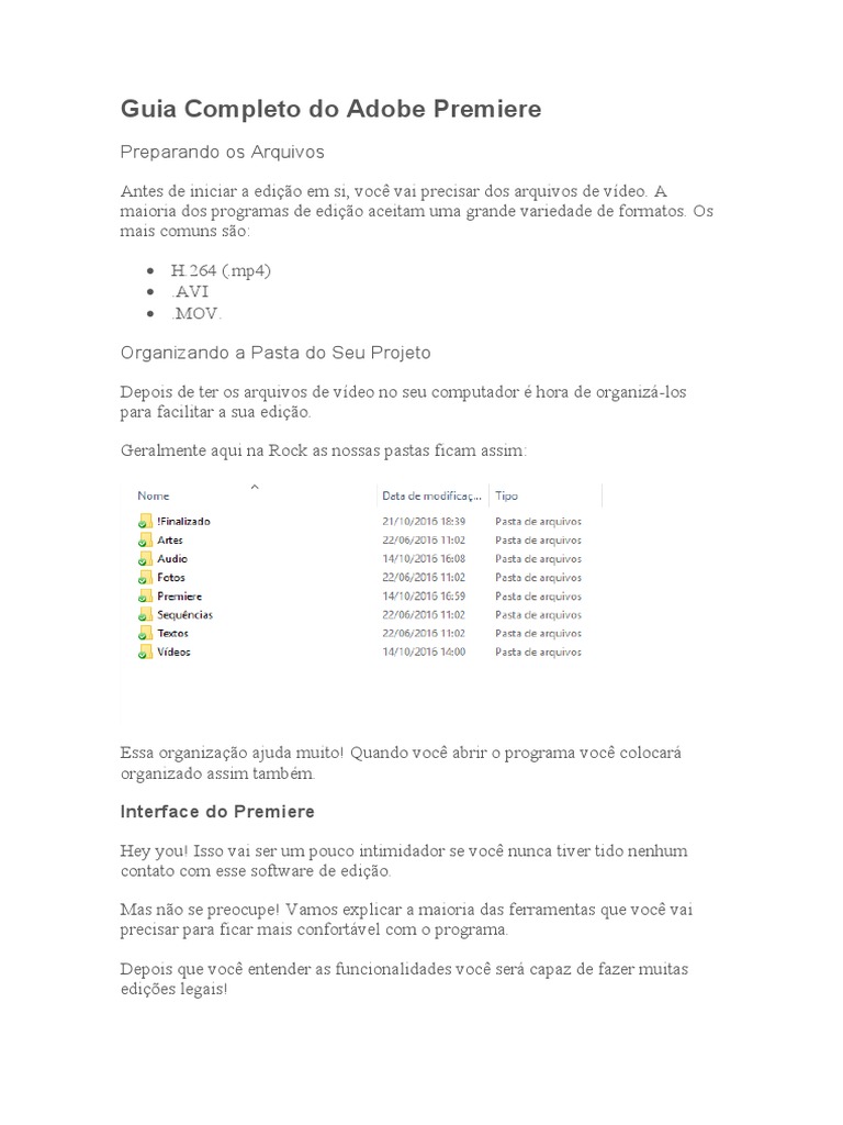 Guia Completo Do Adobe Premiere | Download grátis PDF | Janela (informática) | Vídeo