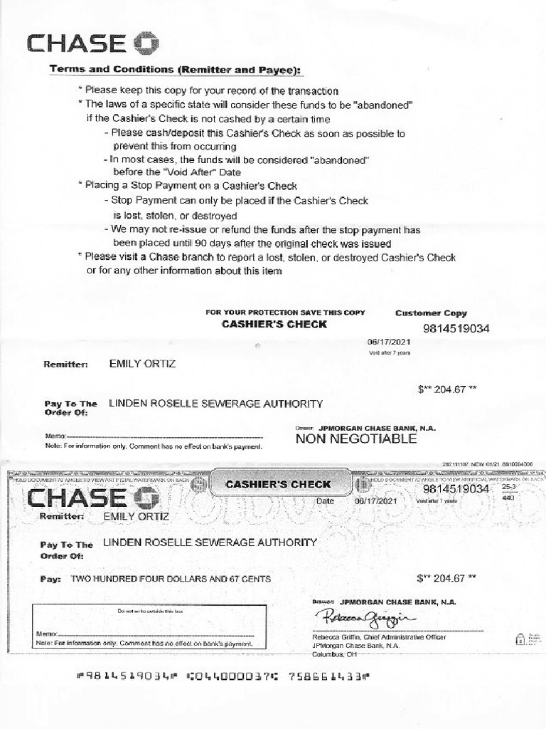 Chase Check | PDF