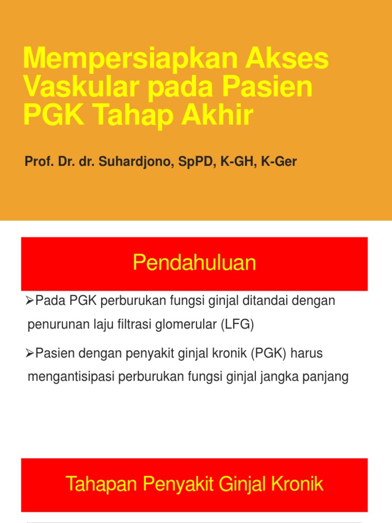 Mempersiapkan Akses Vaskular Pada Pasien Penyakit Ginjal Tahap Akhir - Prof. Dr. Dr. Suhardjono ...