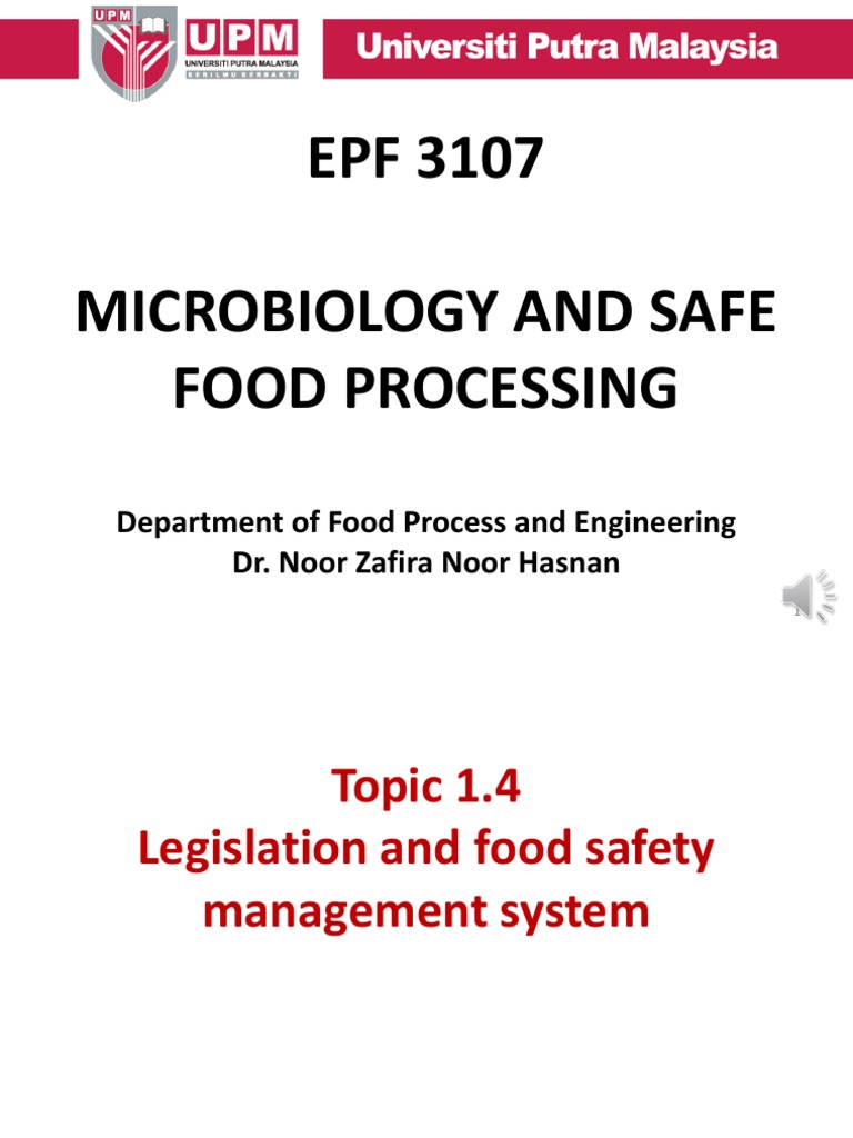 Topic 1.4 Food Safety Management System Part 1 | PDF | Food Safety ...