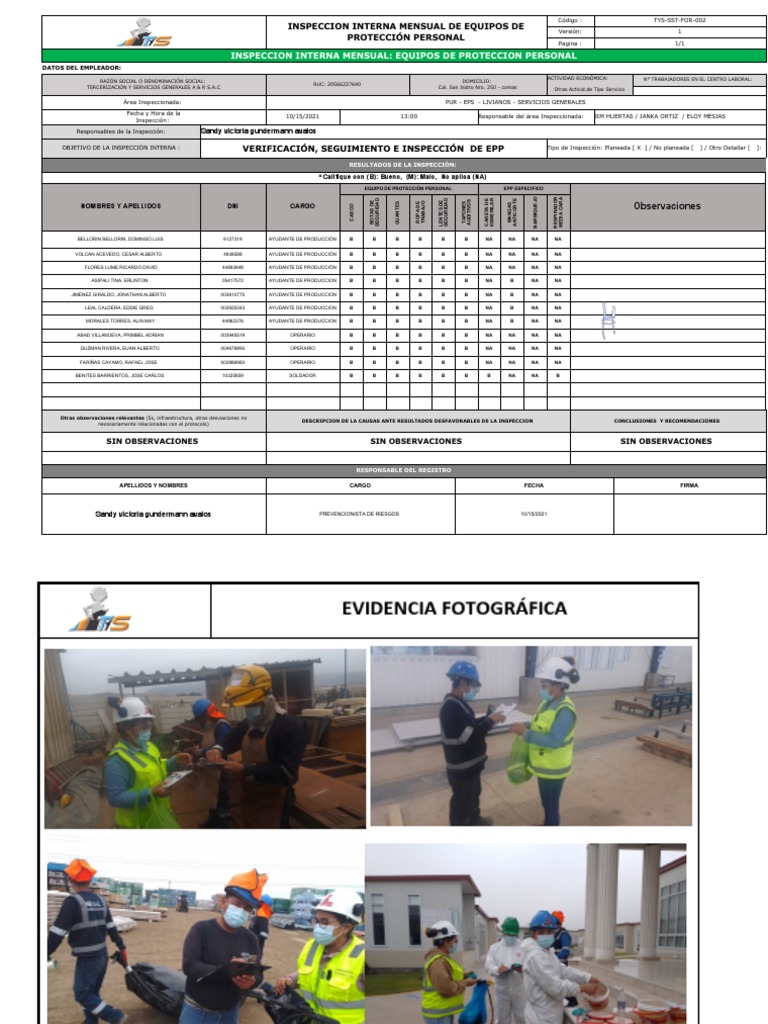 Inspeccion de Epp | PDF