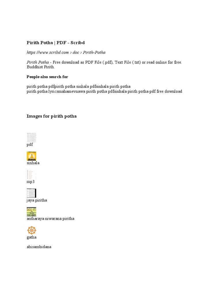 Pirith Potha - PDF - Scribd: Pirith Potha - Free Download As PDF File ...