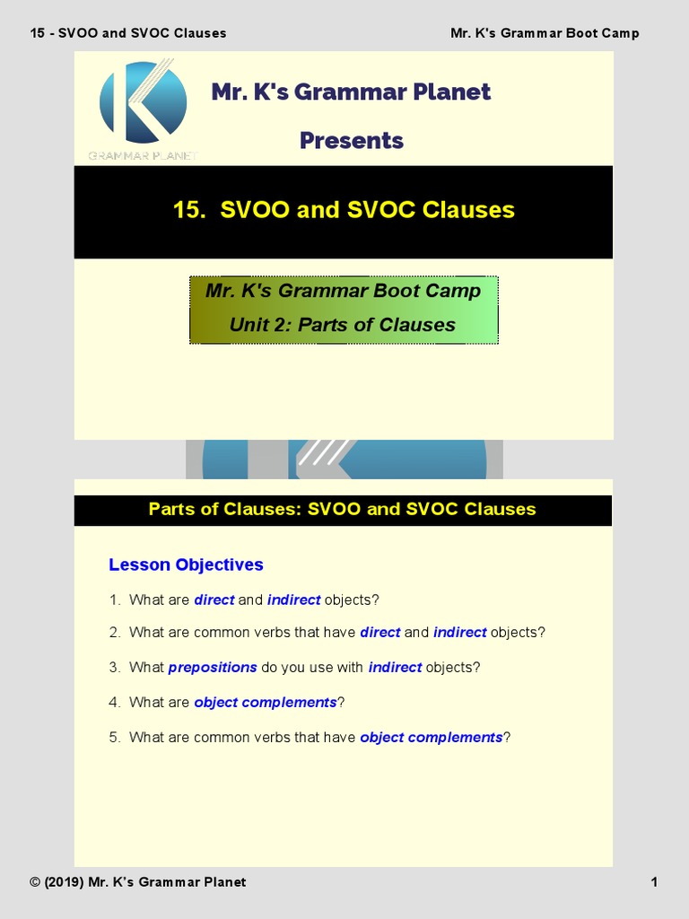 15 SVOO Clauses | PDF | Object (Grammar) | Verb