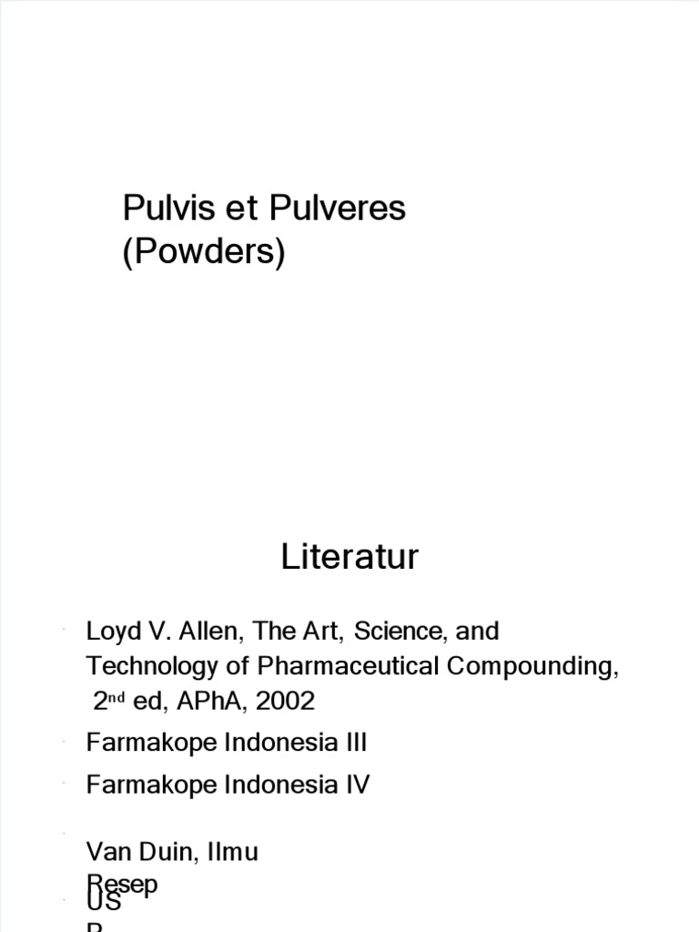 FARMASETIKA - Pulvis Et Pulveres | PDF