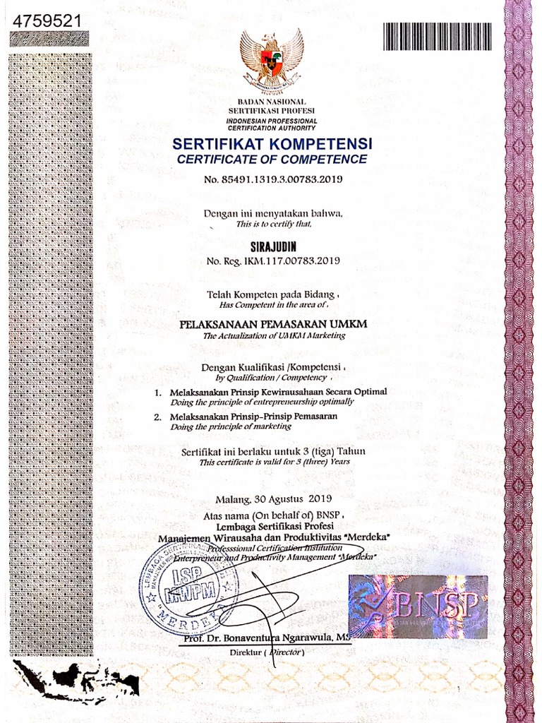 Contoh Scan Sertifikat | PDF