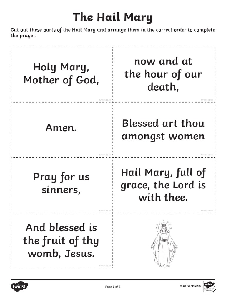 Hail Mary Sequencing Activity Sheet | PDF