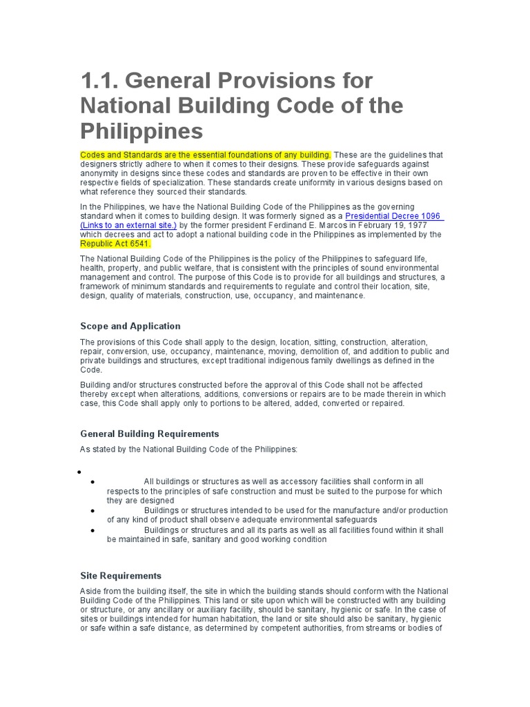 1.1. General Provisions For National Building Code of The Philippines ...