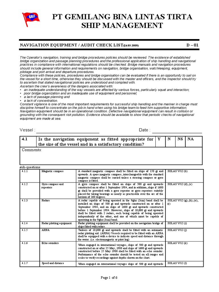 Ship Navigation Audit Guide | PDF | Navigation | Compass