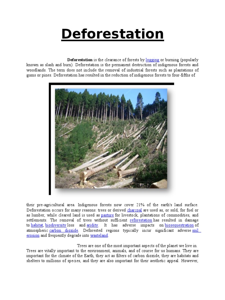 Deforestation: Deforestation Is The Clearance of Forests by | PDF ...