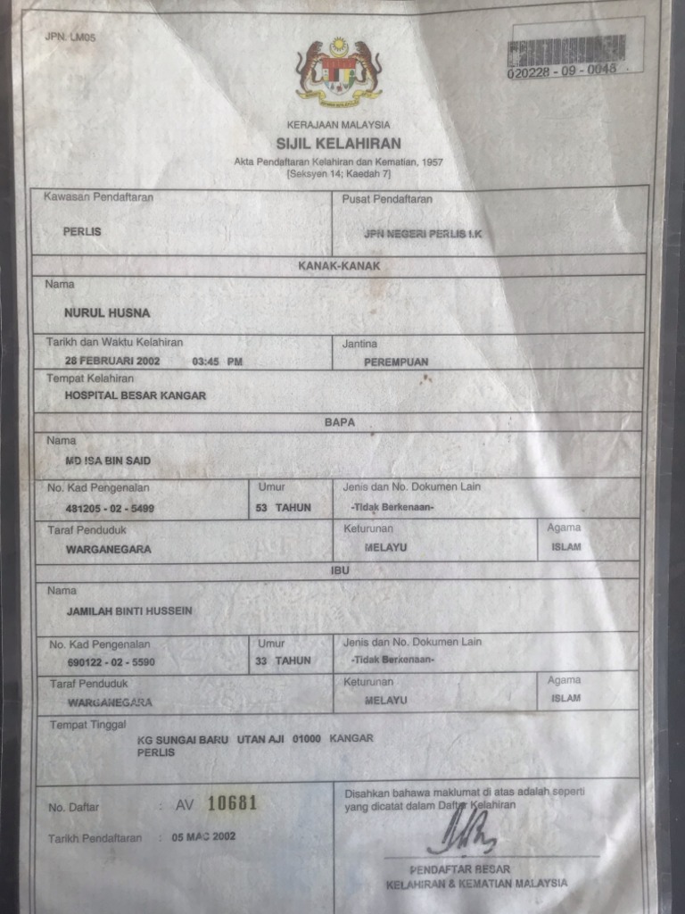 Sijil Lahir Anak | PDF