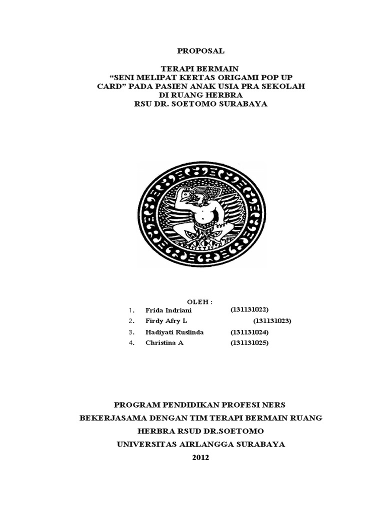 Proposal Terapi Bermain Seni Melipat Kertas Origami Pop Up Card Pada ...