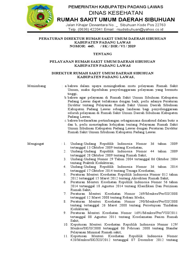 01 SK Pelayanan Rsu | PDF