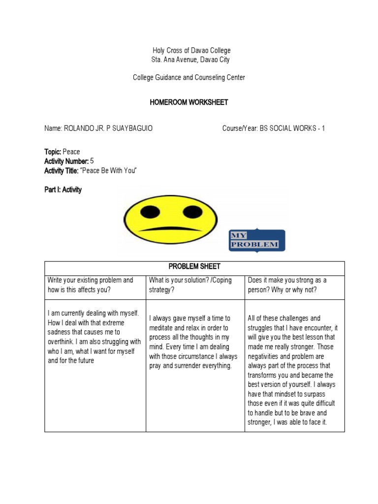 Activity 5 - Worksheet - Learning Evaluation SUAYBAGUIO | PDF ...