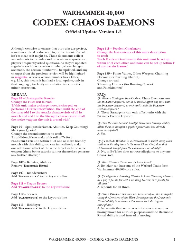 Codex: Chaos Daemons: WARHAMMER 40,000 | PDF