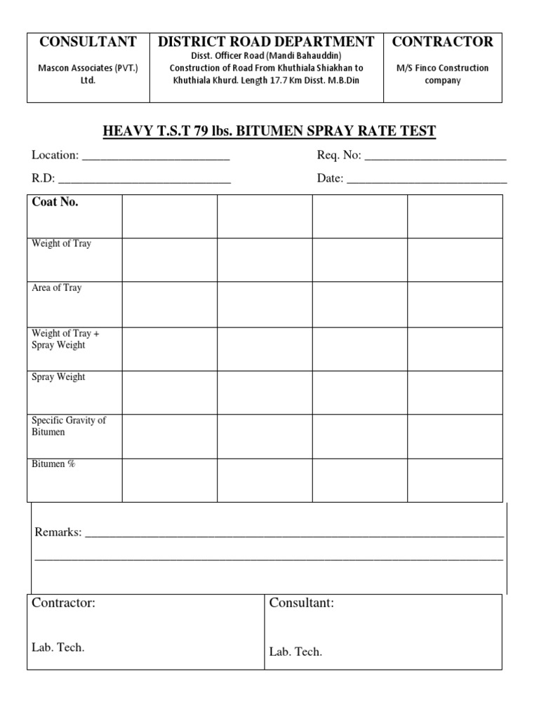 Bitumen Spray Rate Test | PDF