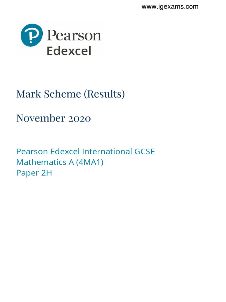 Mark Scheme (Results) November 2020: Pearson Edexcel International GCSE ...