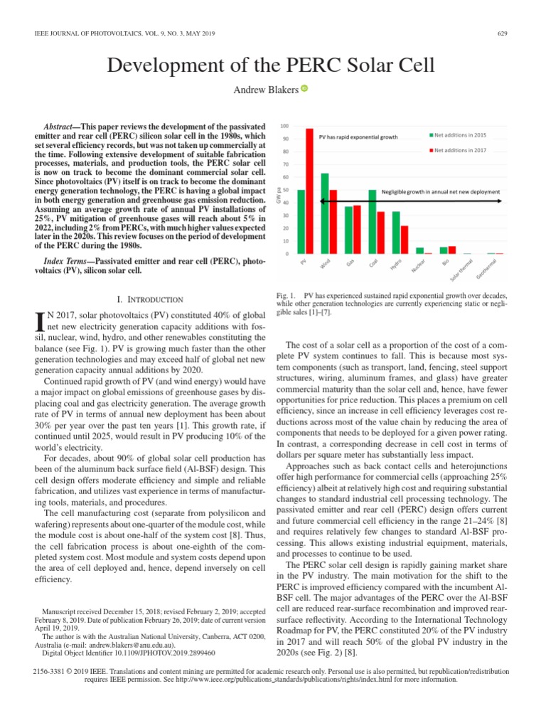 Development of The PERC Solar Cell | PDF | Photovoltaics | Solar Cell