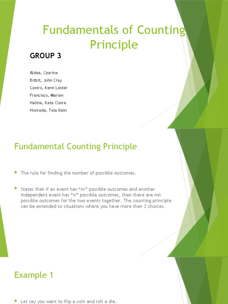 Fundamentals of Counting Principle: Group 3 | PDF | Permutation | Multiplication