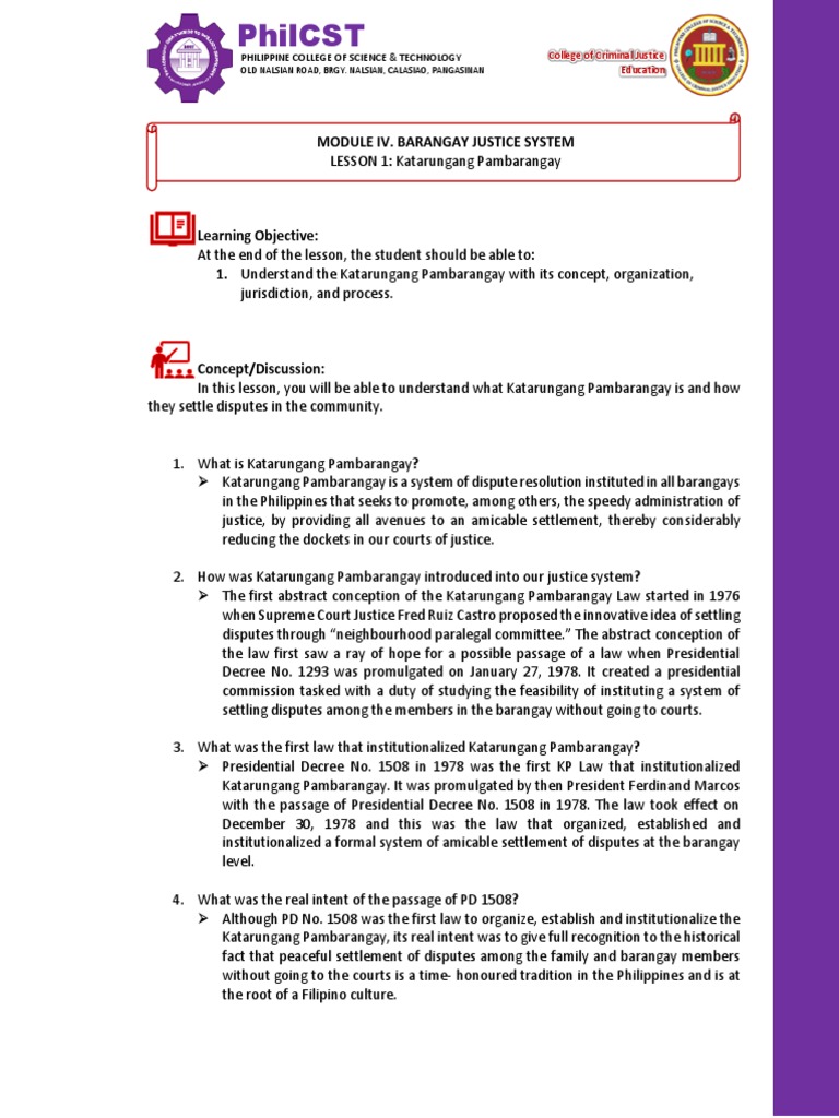 CLJ1A MODULE4 Lesson1 | PDF | Mediation | Alternative Dispute Resolution