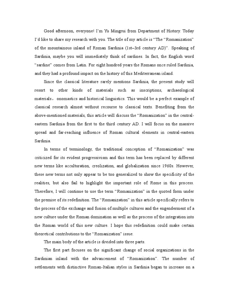 Romanization of Sardinia (1st-3rd Century) | PDF | Sardinia | Roman Empire
