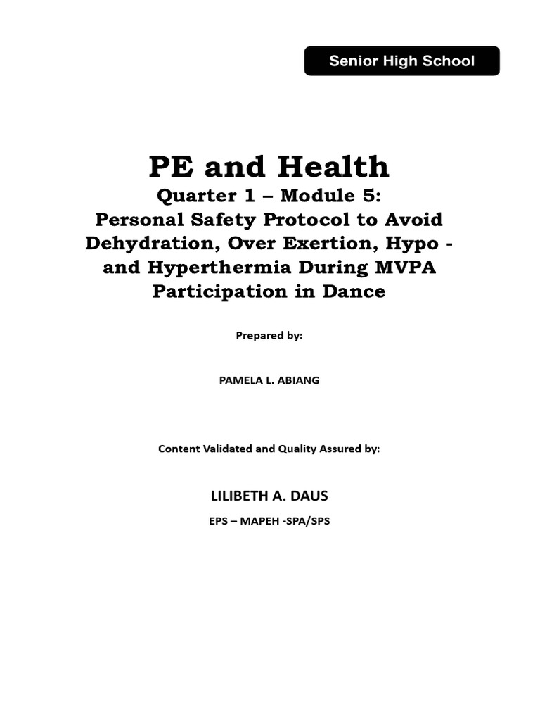 Physical Education and Health 3 Grade 12 Module 5 Revised - Docx 1 ...