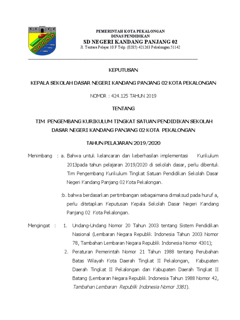 SK Tim KTSP SD | PDF