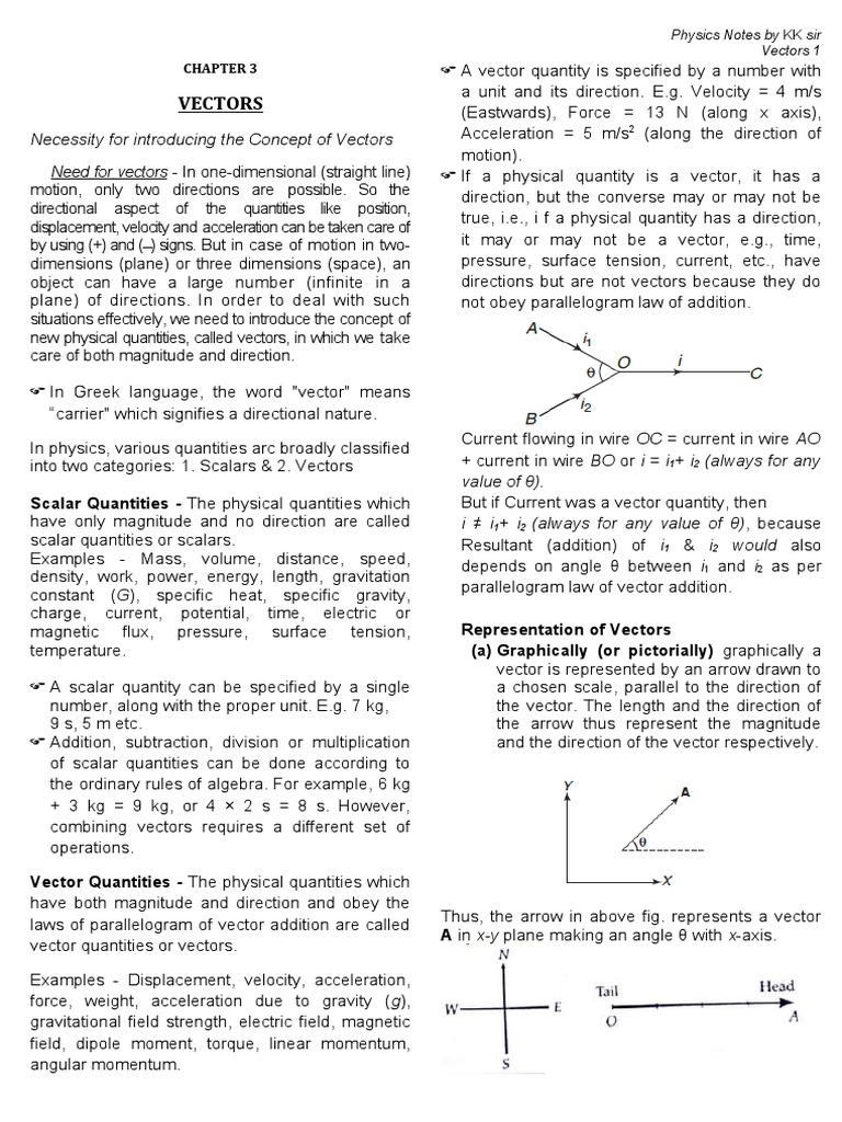 KK Sir - Vectors | PDF | Euclidean Vector | Rotation Around A Fixed Axis