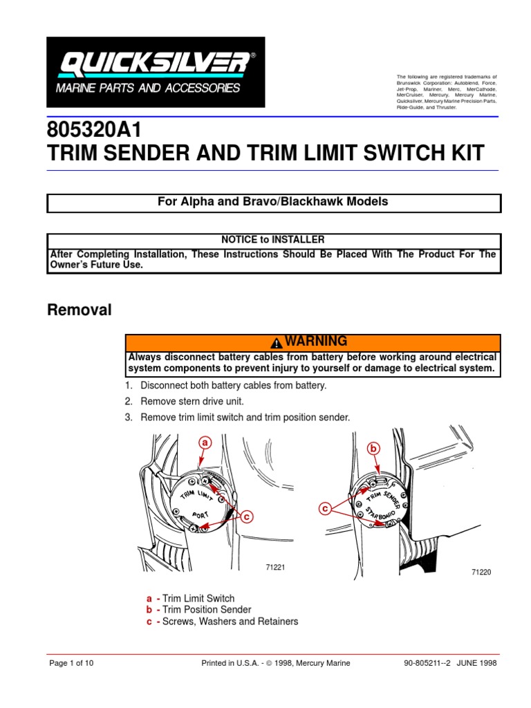 Trim Limit N Switch Install Instructions | PDF | Screw | Switch