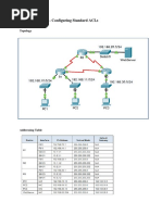 Packet Tracer - Configure Numbered Standard Ipv4 Acls: Addressing Table | PDF | Router ...