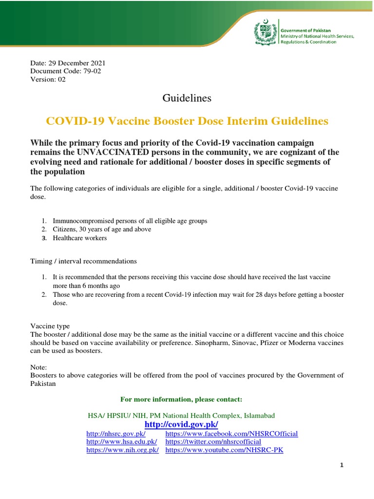 Guidelines For COVID 19 Booster Dose - 7902 | PDF | Wellness | Science ...