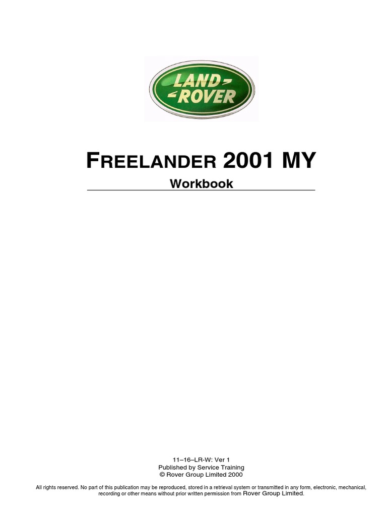 Freelander 1 MY01 - Land Rover Academy Training Workbook | PDF ...