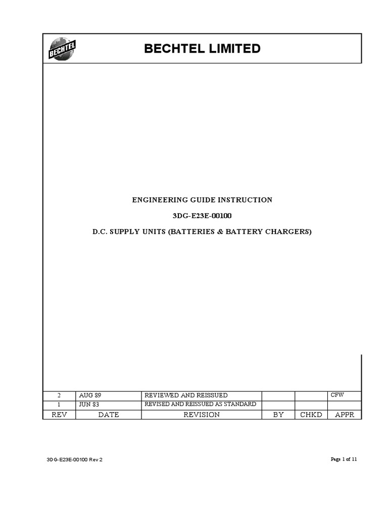 Bechtel Limited: Engineering Guide Instruction 3DG-E23E-00100 D.C ...