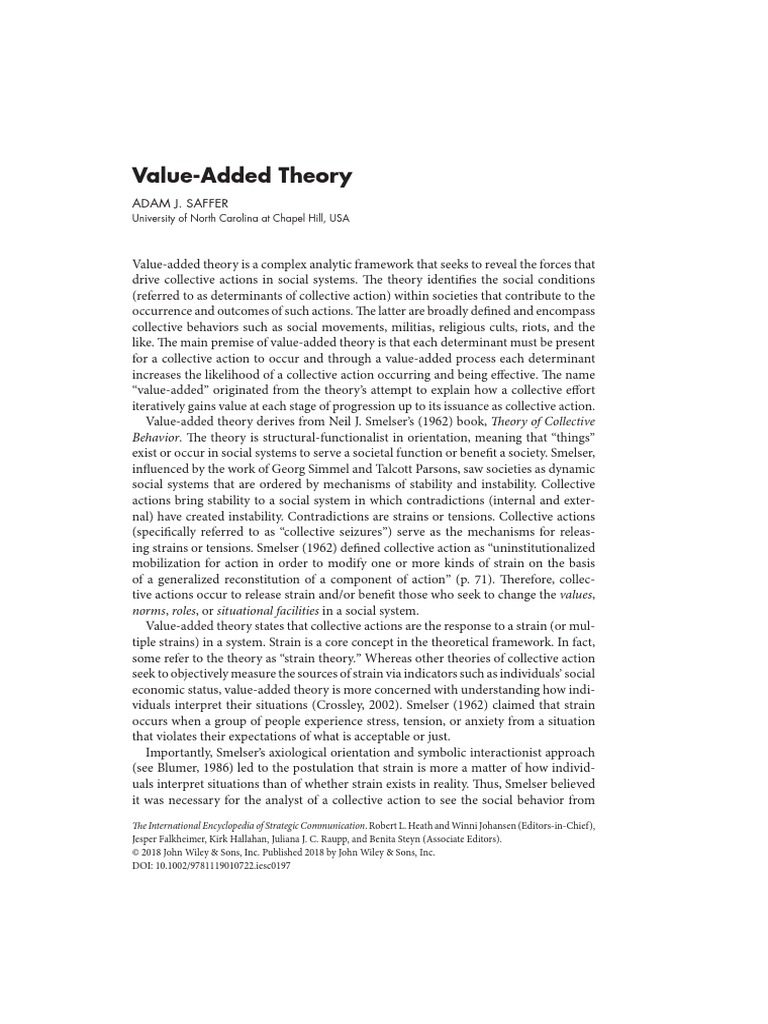 Value-Added Theory: Adam J. Saffer | PDF | Value (Ethics) | Collective ...