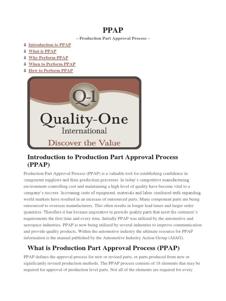 Introduction To Production Part Approval Process (PPAP) | PDF | Business | Production And ...