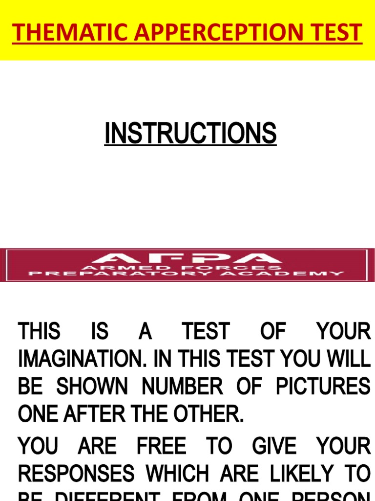 Thematic Apperception Test: Instructions | PDF