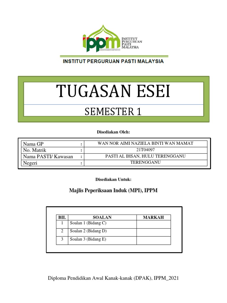 Template Tugasan Esei SEM 1 | PDF