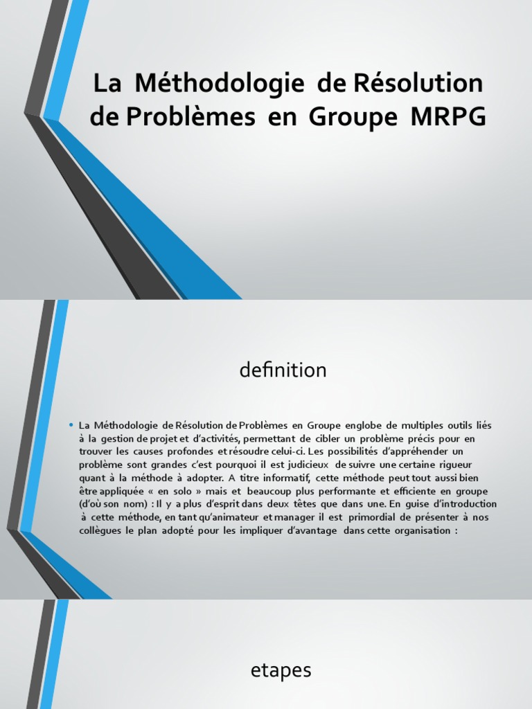 Méthodologie MRPG pour Résoudre des Problèmes | PDF