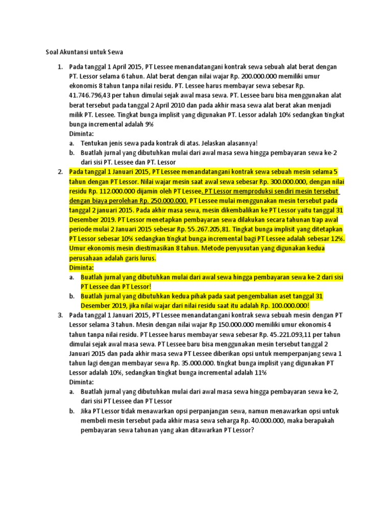 Kel 10 - Soal Sewa (Leasing) | PDF