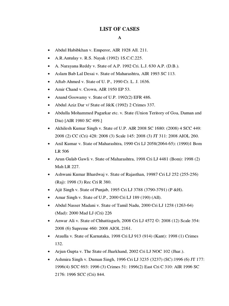 06 - List of Cases | PDF