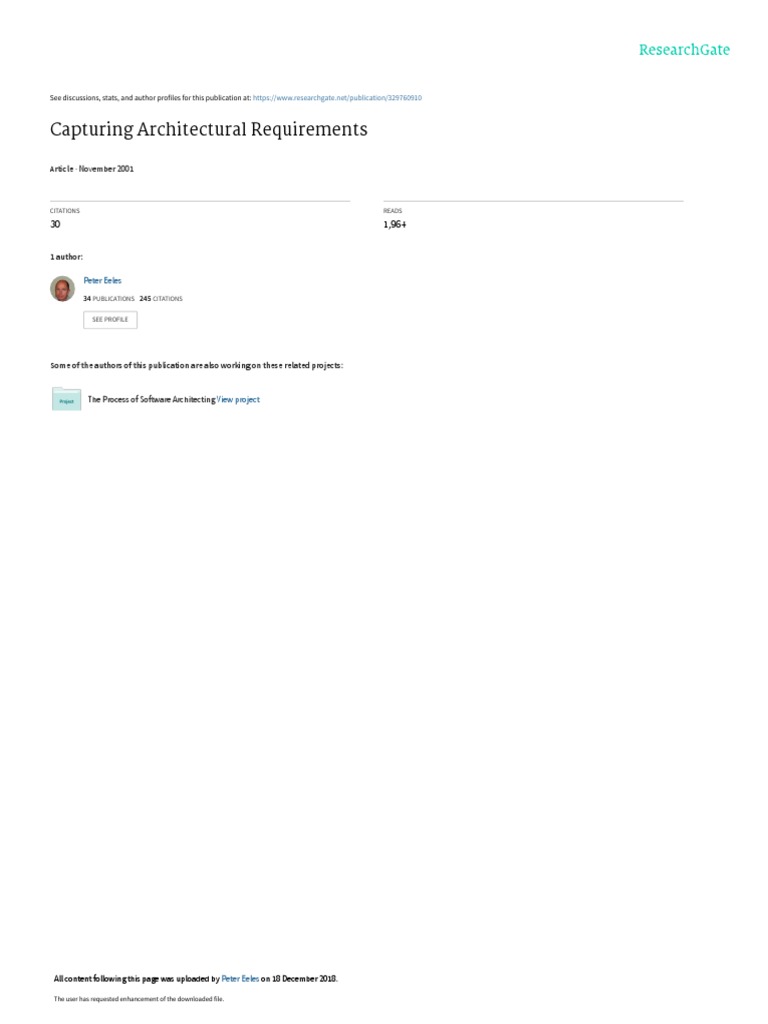 Capturing Architectural Requirements: November 2001 | PDF | Databases ...