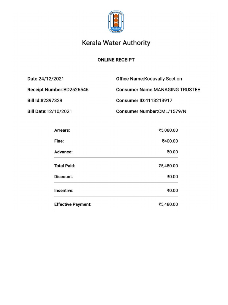 Water Tax Receipt | PDF