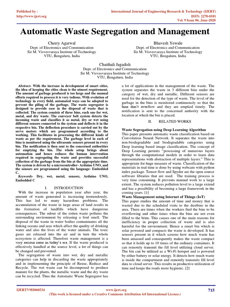 Automatic Waste Segregation and Management | PDF | Arduino | Computing