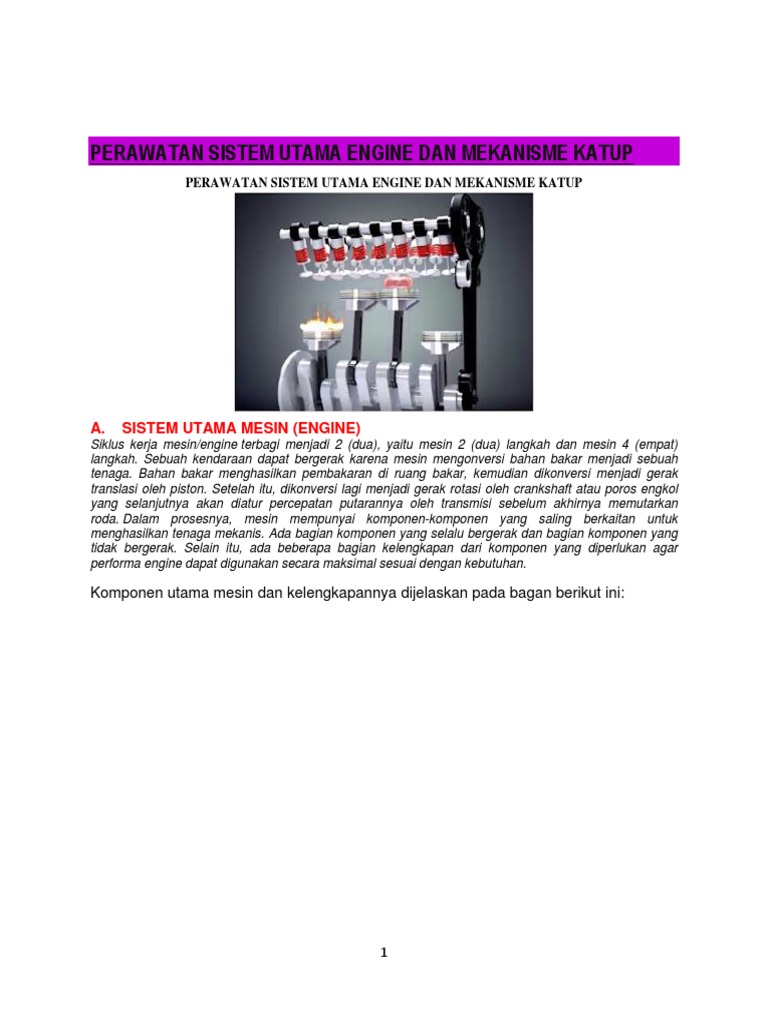 3.1 Menerapkan Cara Perawatan Sistem Utama Engine Dan Mekanisme Katup | PDF
