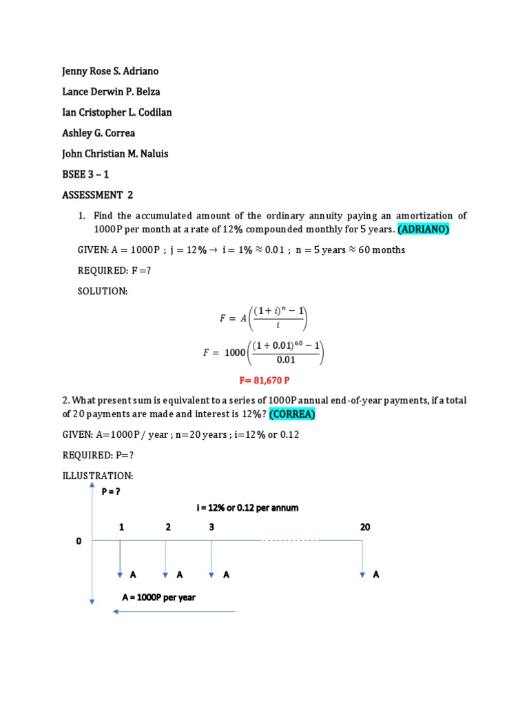 Assessment 2 Adriano Belza Codilan Correa Naluis | PDF | Interest | Economies