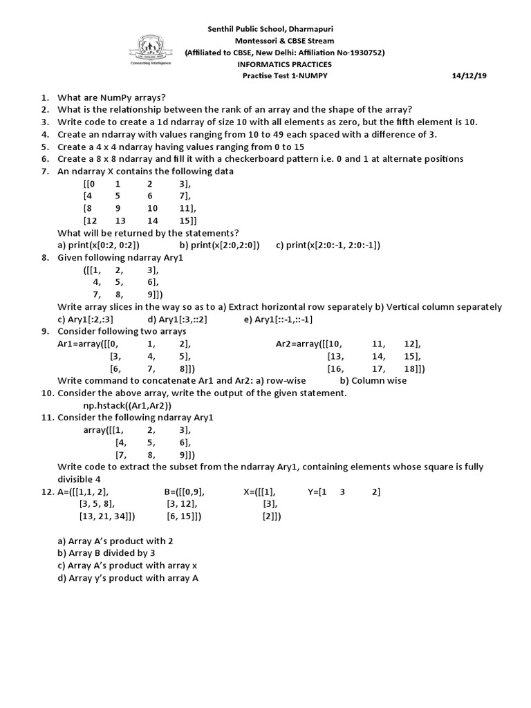 Numpy Arrays Pdf Array Data Type Array Data Structure